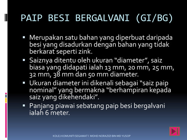 Perpaipan (laksanakan penyambungan paip dan injap) | PPTX