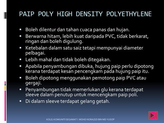 Perpaipan (laksanakan penyambungan paip dan injap) | PPTX