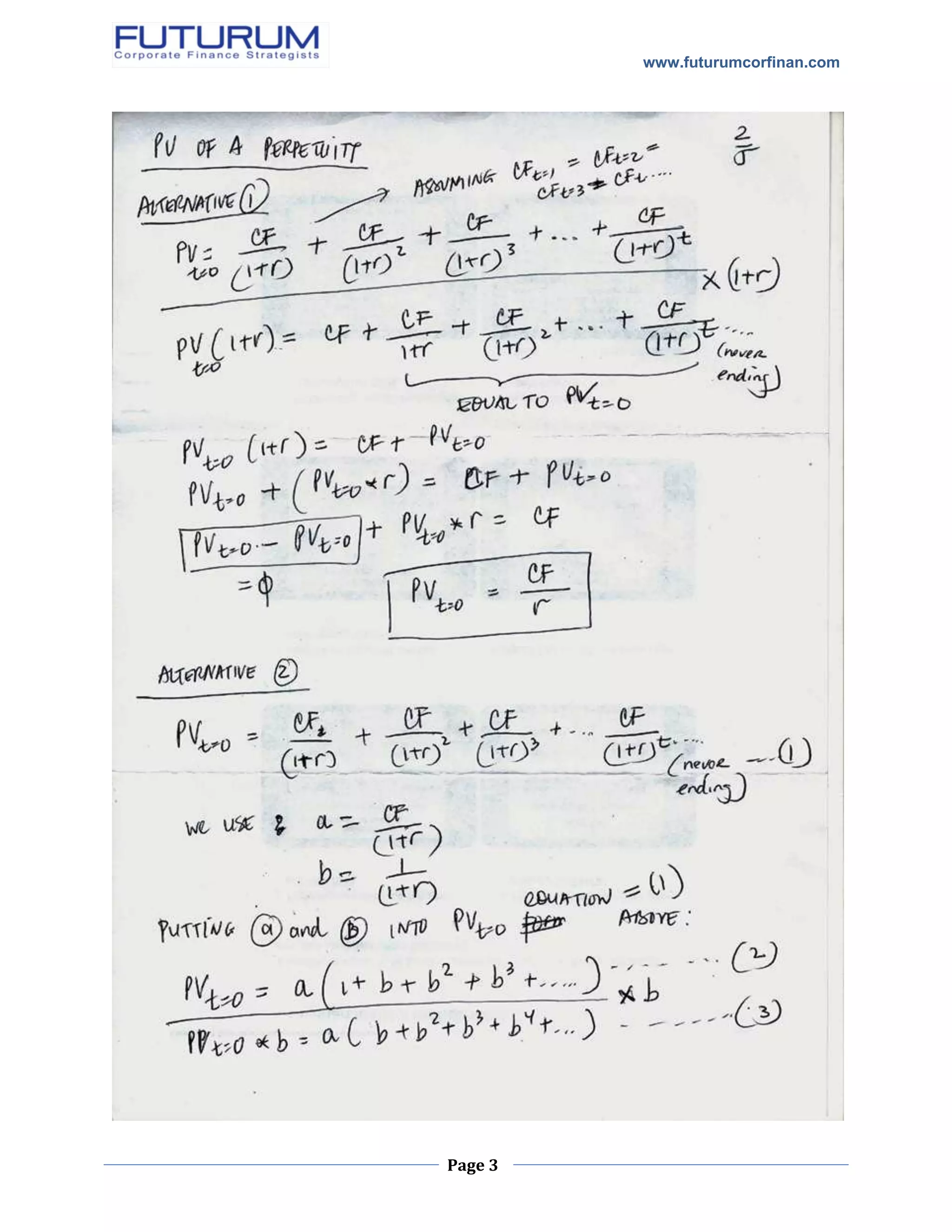 Perpetuity and growing pepetuity formula derivation | PDF