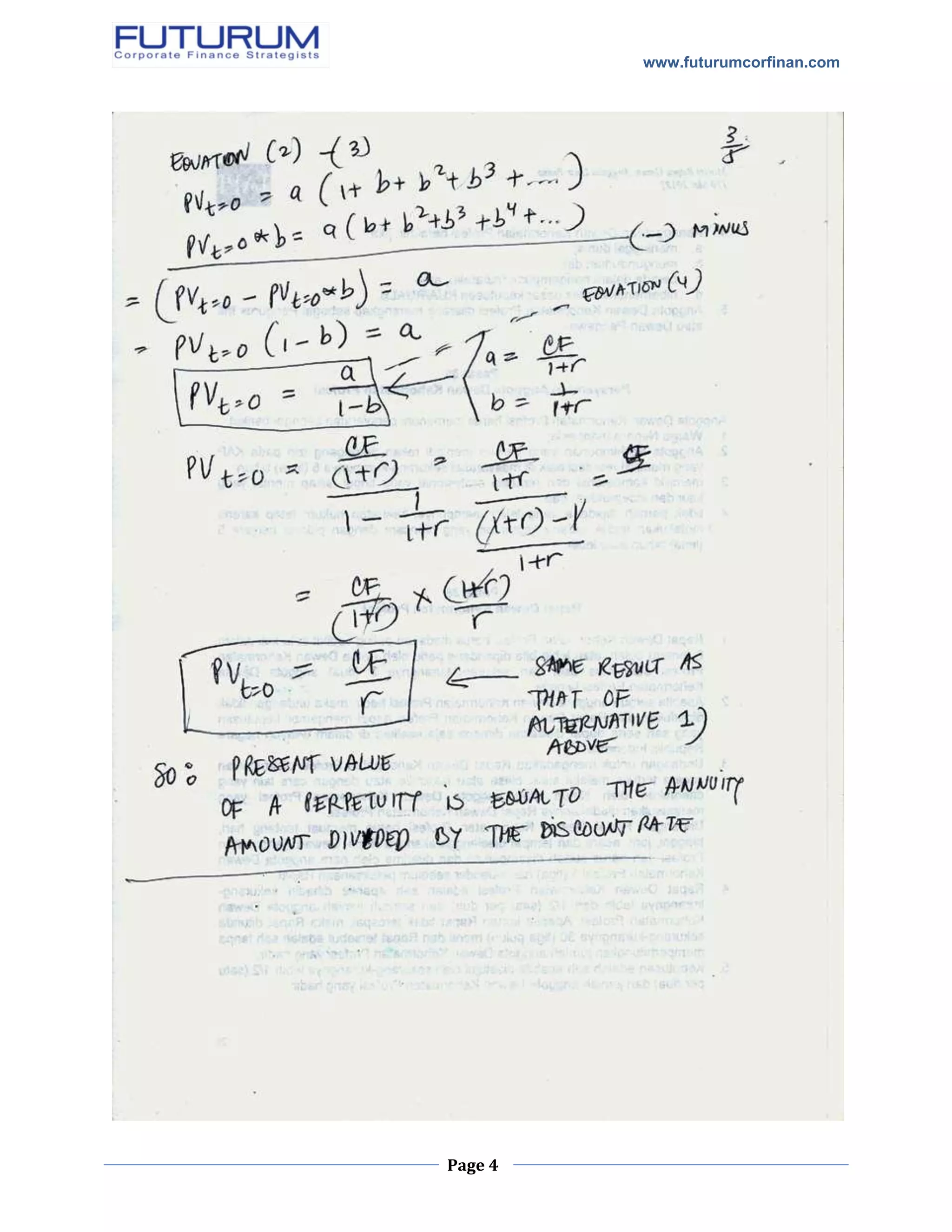 Perpetuity and growing pepetuity formula derivation | PDF