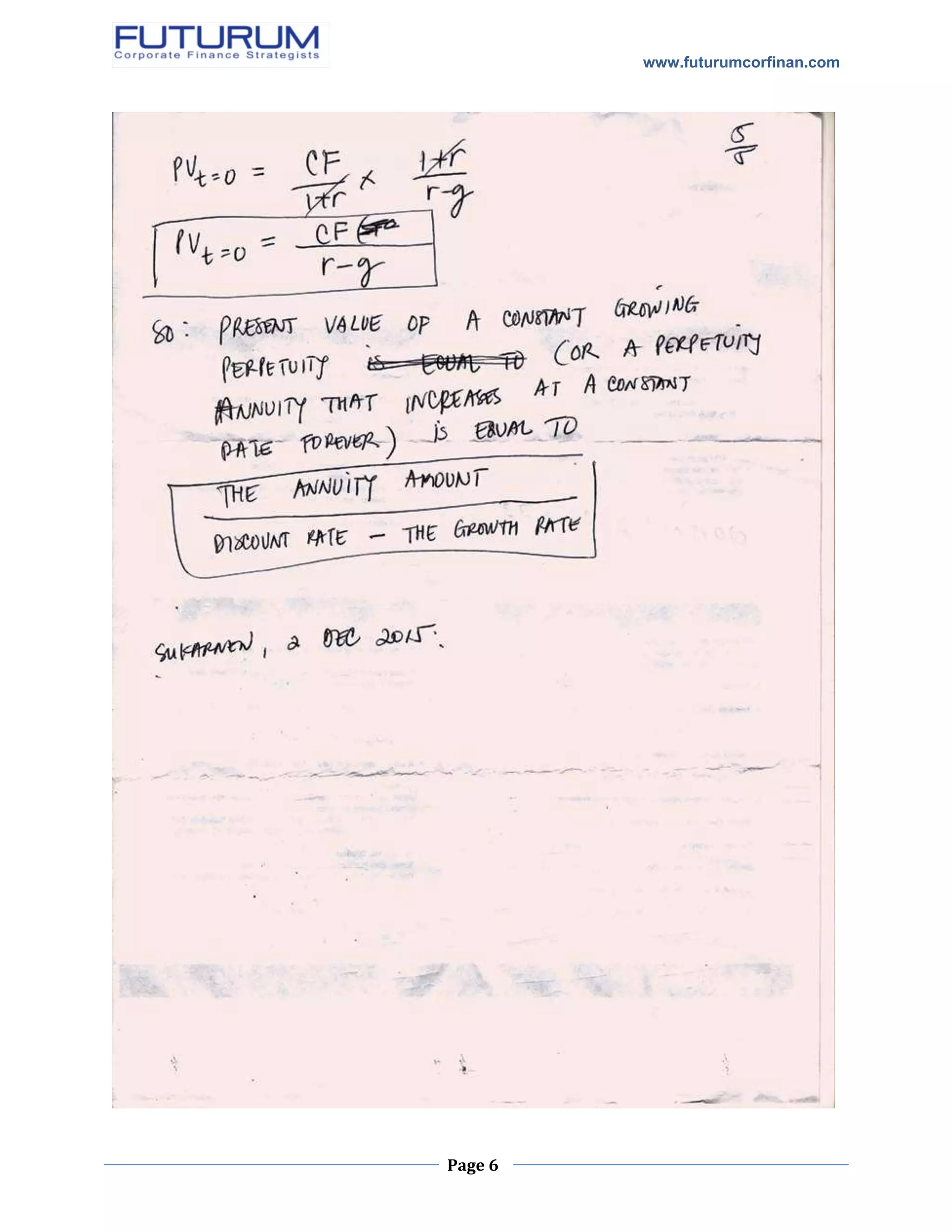 Perpetuity and growing pepetuity formula derivation | PDF
