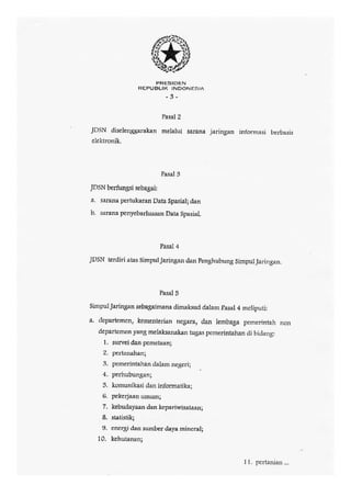 Perpres 85 2007jariangan Dataspasial Nasional | PDF