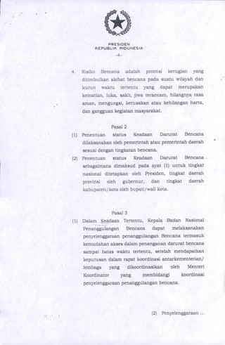 Perpres No 17 Tahun 2018 Penanggulangan Bencana Pdf