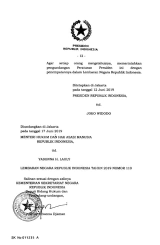 Perpres nomor 37_tahun_2019 | PDF