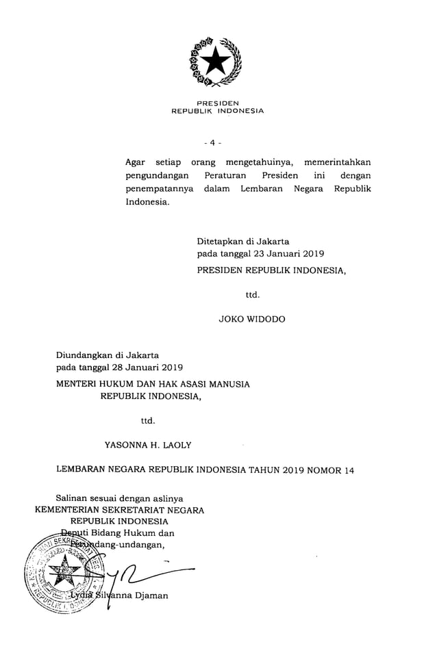 Perpres nomor 3 tahun 2019 | PDF