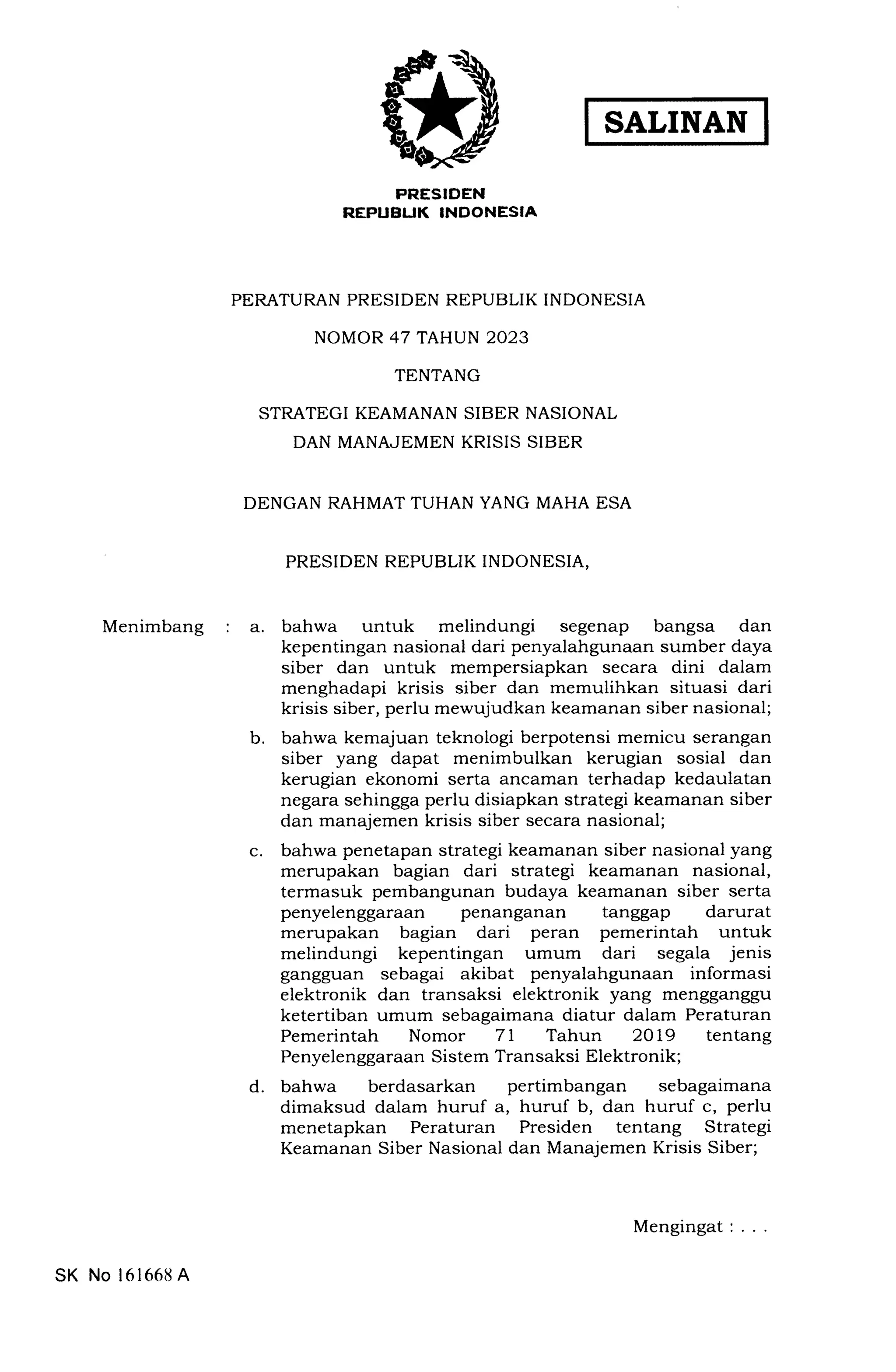 Perpres ttg Strategi Keamanan Siber Nasional dan Manajemen Krisis Siber ...