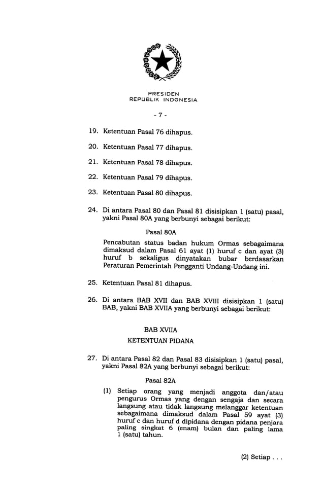 Perpu Nomor 2 Tahun 2017 | PDF
