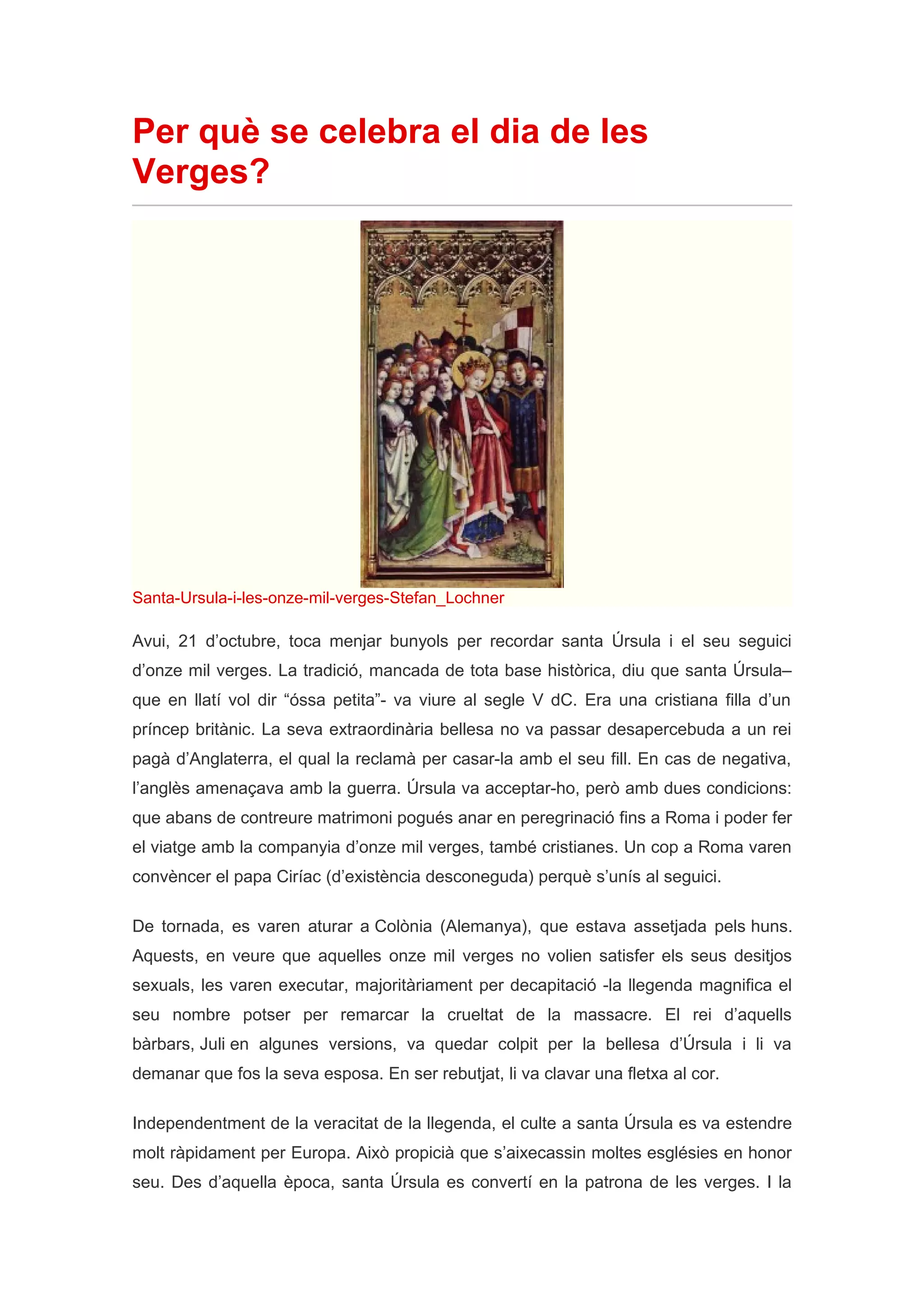 Per què se celebra el dia de les verges | DOC