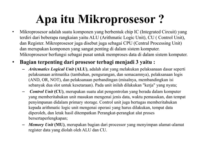 Perbedaan mikrokontroler dan mikroprosesor | PPTX