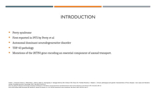 Perry Disease / Perry Syndrome. An Atypical Parkinsonism | PPTX