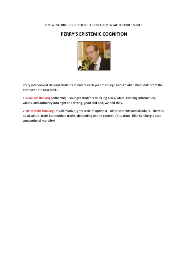 Perry's epistemic cognitive theory | PDF