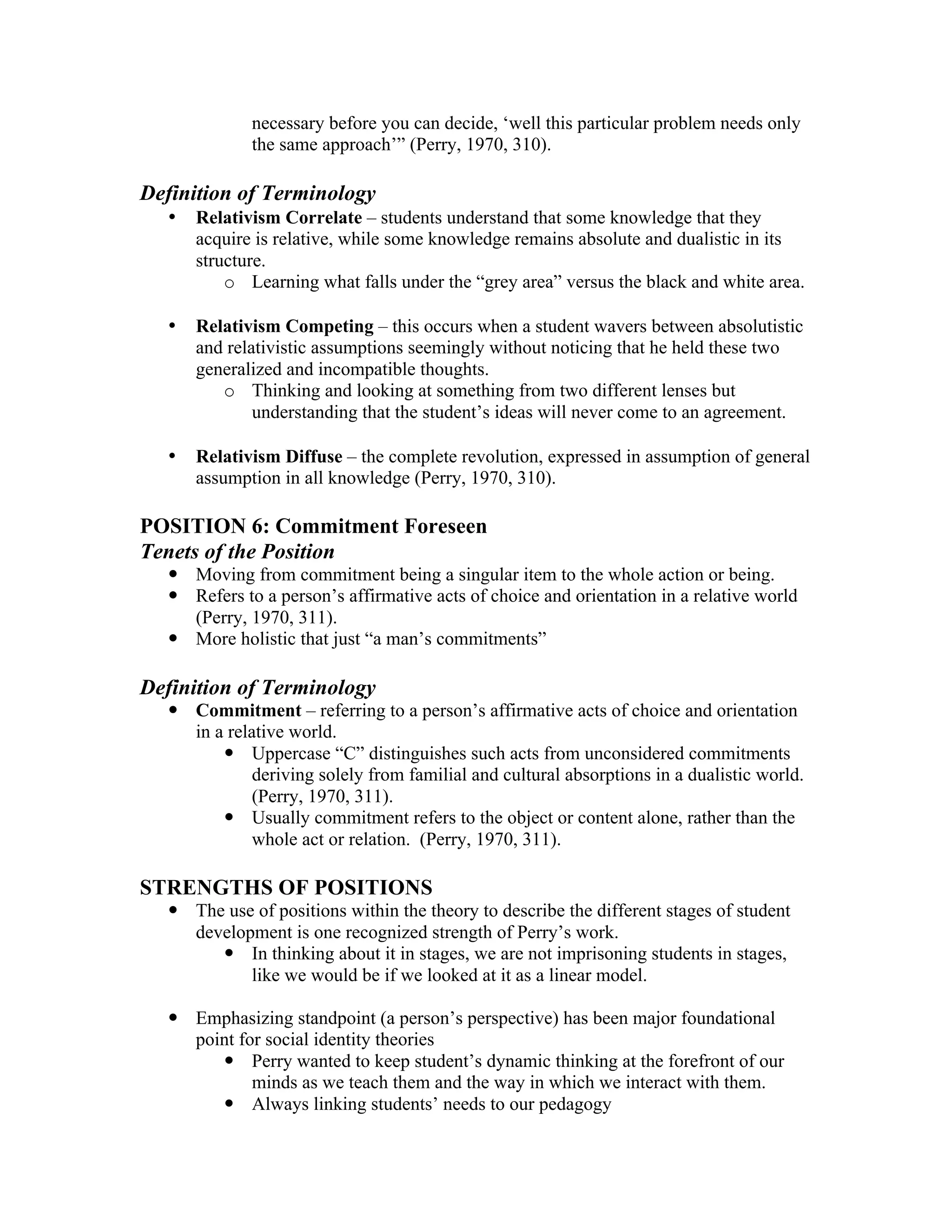 Perry's ethical development handout | PDF