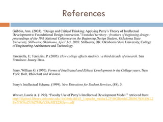 Perry’s scheme of intellectual and ethical development | PPTX