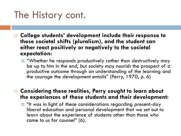 Perry’s scheme of intellectual and ethical development | PPTX | College ...