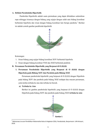 Persamaan Paraboloida Hiperbolik Berpusat di O (0,0,0) | PDF