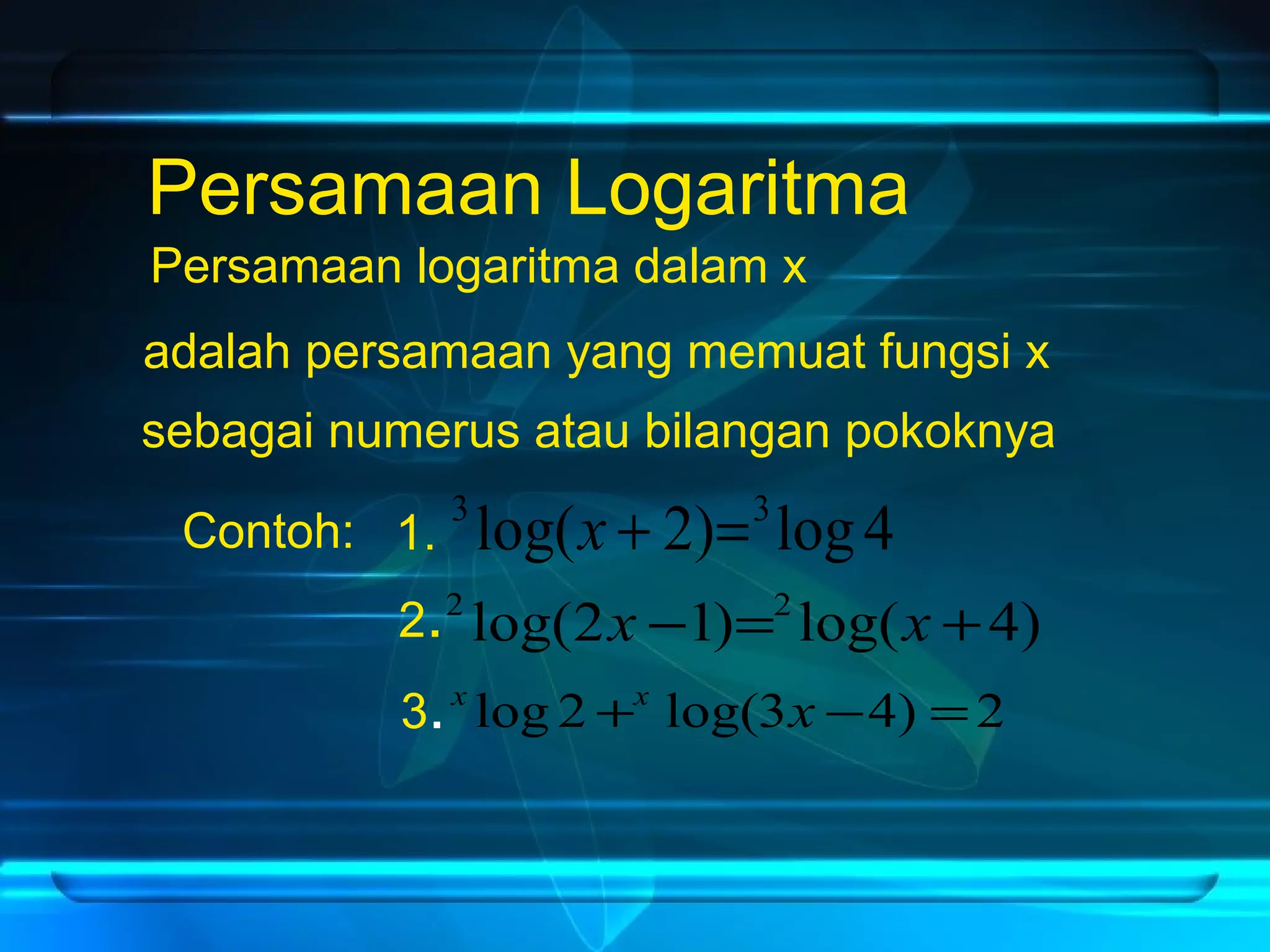 Persamaan logaritma | PPT