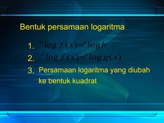 Persamaan logaritma | PPT