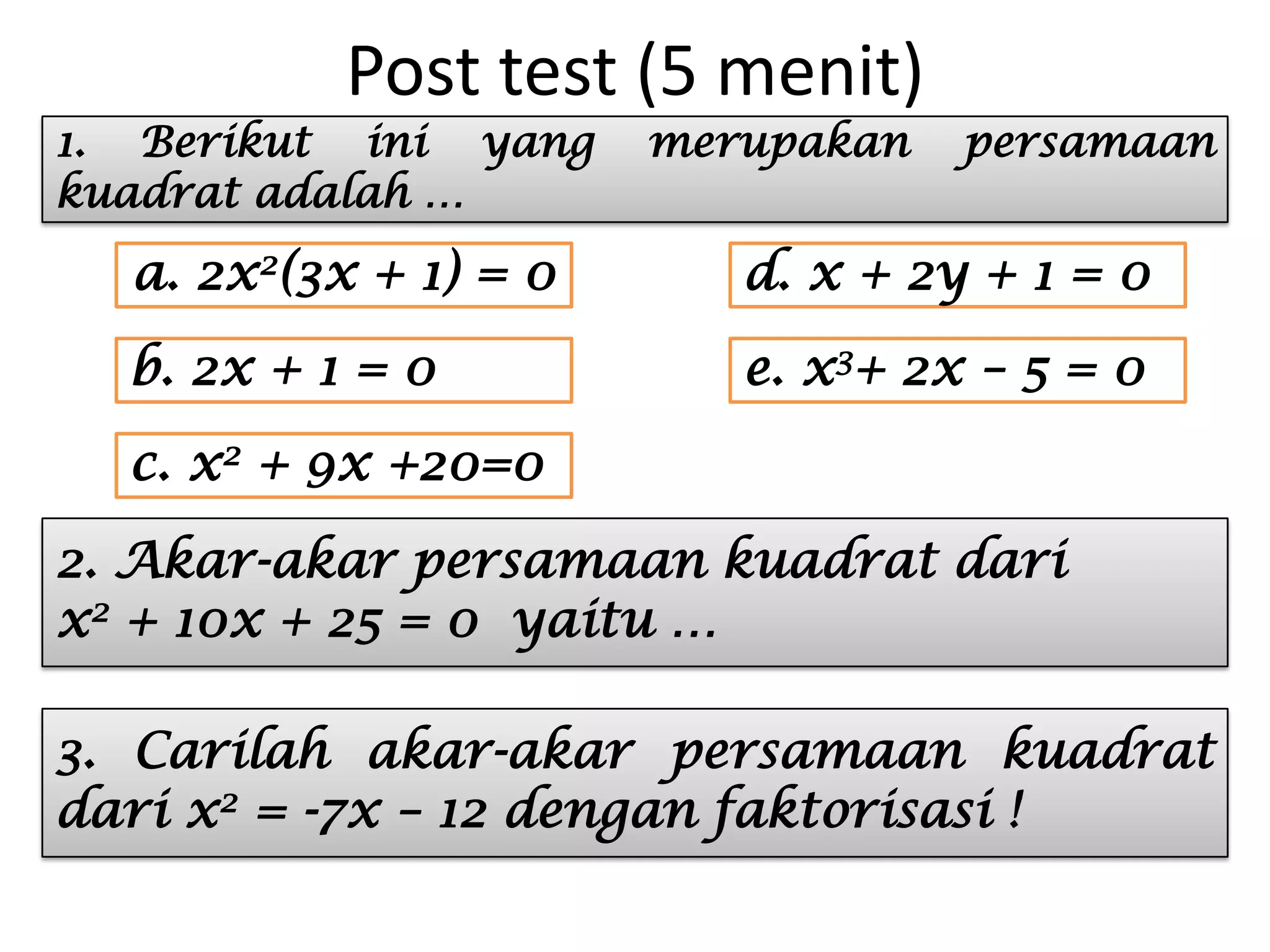 Persamaan dan fungsi kuadrat | PPTX