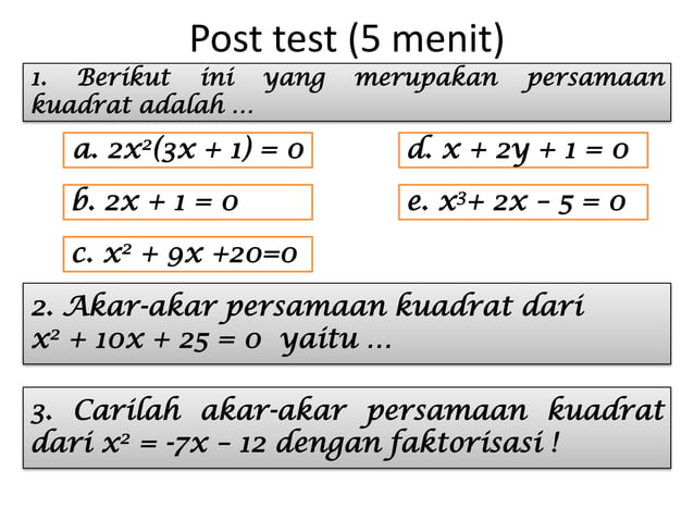 Persamaan dan fungsi kuadrat | PPTX