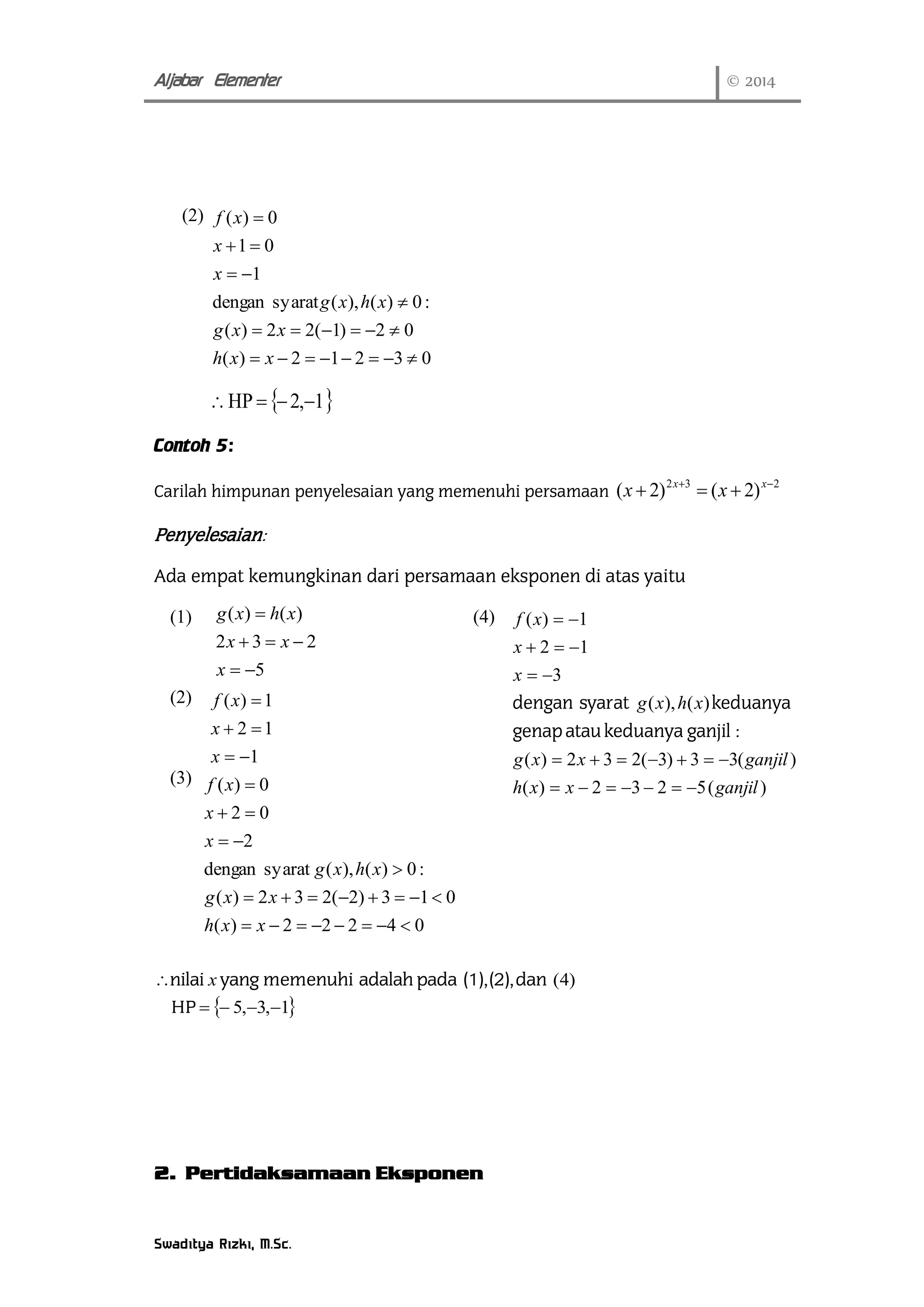 Persamaan dan pertidaksamaan eksponen | PDF