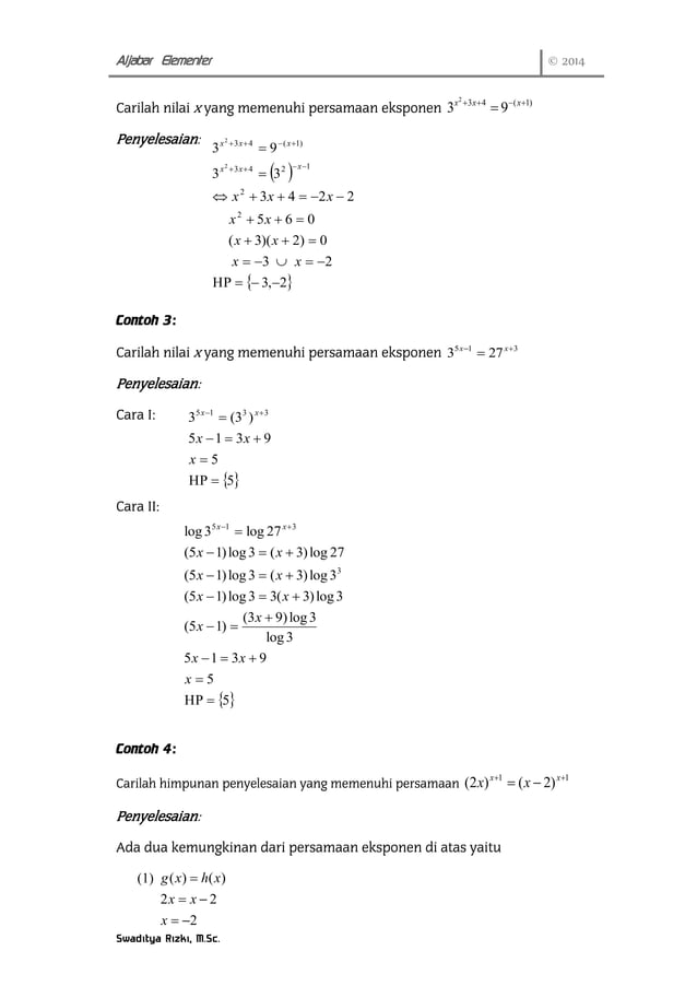 Persamaan dan pertidaksamaan eksponen | PDF