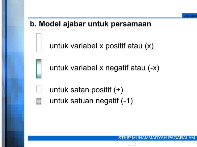 Persamaan dan pertidaksamaan linier satu variabel | PPTX