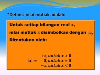 persamaan dan pertidaksamaan linier satu variabel yang memuat nilai ...