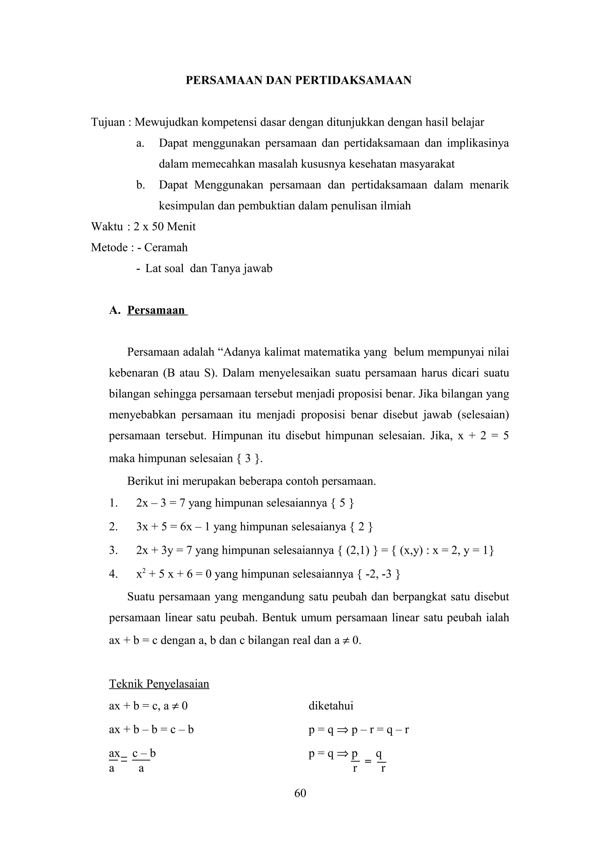 Matematika-Persamaan dan pertidaksamaan | PDF