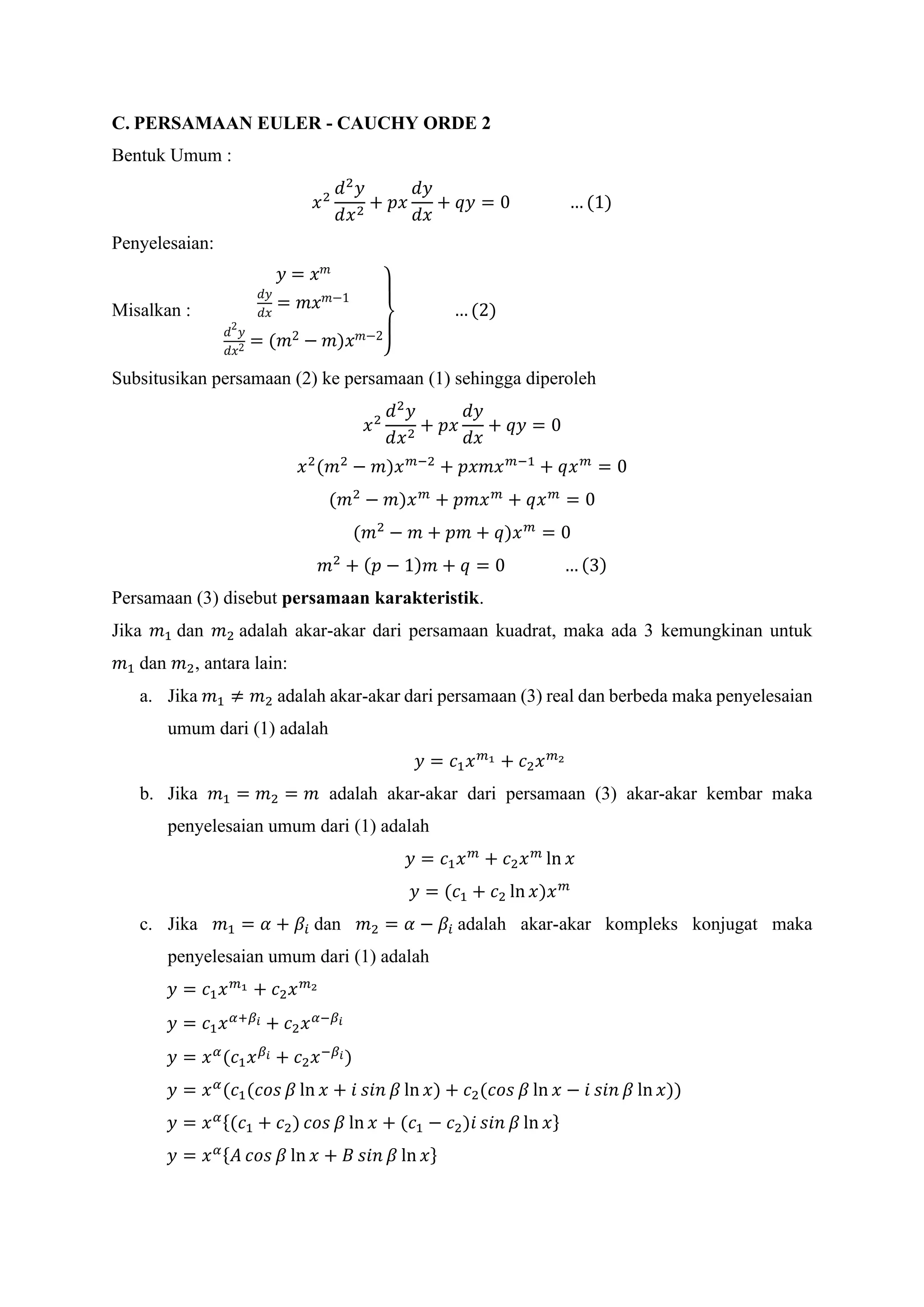 Persamaan Diferensial Biasa (PDB) Orde 2 | PDF