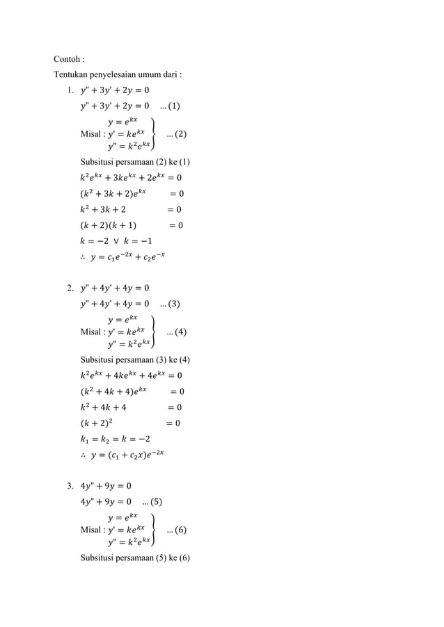Persamaan Diferensial Biasa (PDB) Orde 2 | PDF