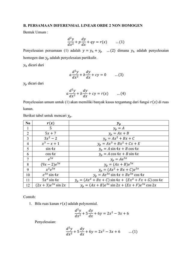 Persamaan Diferensial Biasa (PDB) Orde 2 | PDF
