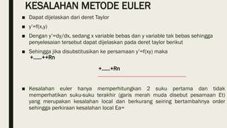 MATERI PERSAMAAN DIFERENSIAL METODE EULER.pptx | Free Download
