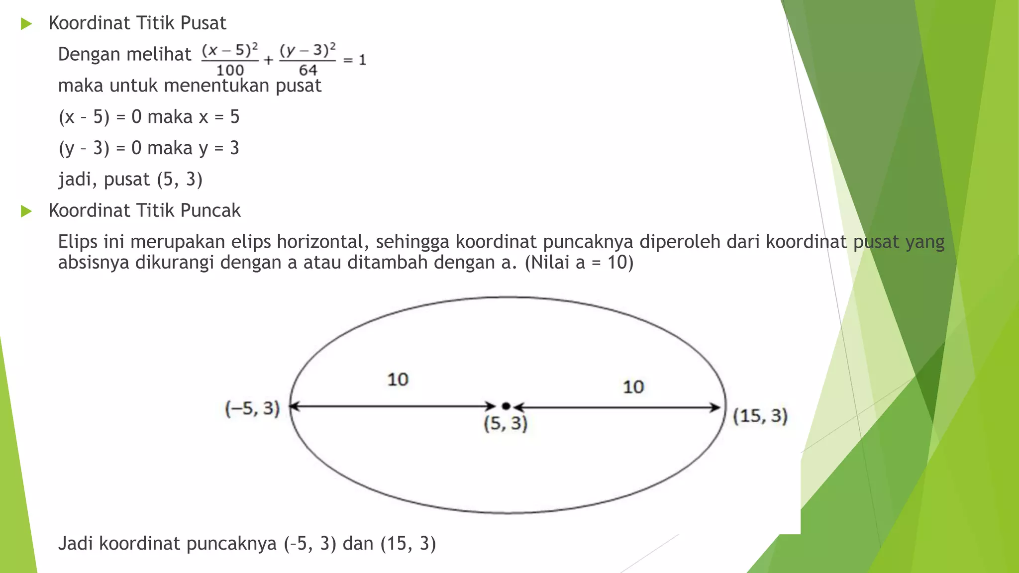 Persamaan elips dengan pusat (p,q) | PPTX