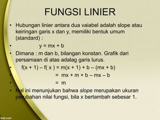 Persamaan fungsi linier | PPTX | Physics | Science