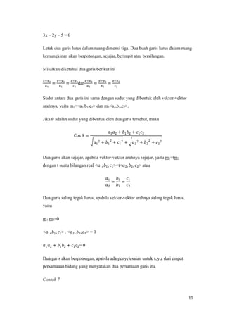 Persamaan garis lurus(Geometri Analitik Ruang) | DOCX