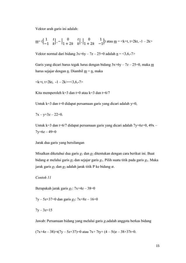 Persamaan garis lurus(Geometri Analitik Ruang) | DOCX