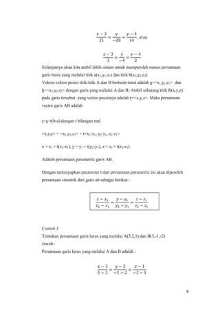 Persamaan garis lurus(Geometri Analitik Ruang) | DOCX