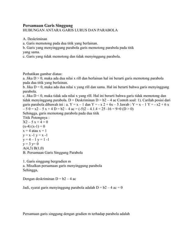 Persamaan garis singgung | PDF