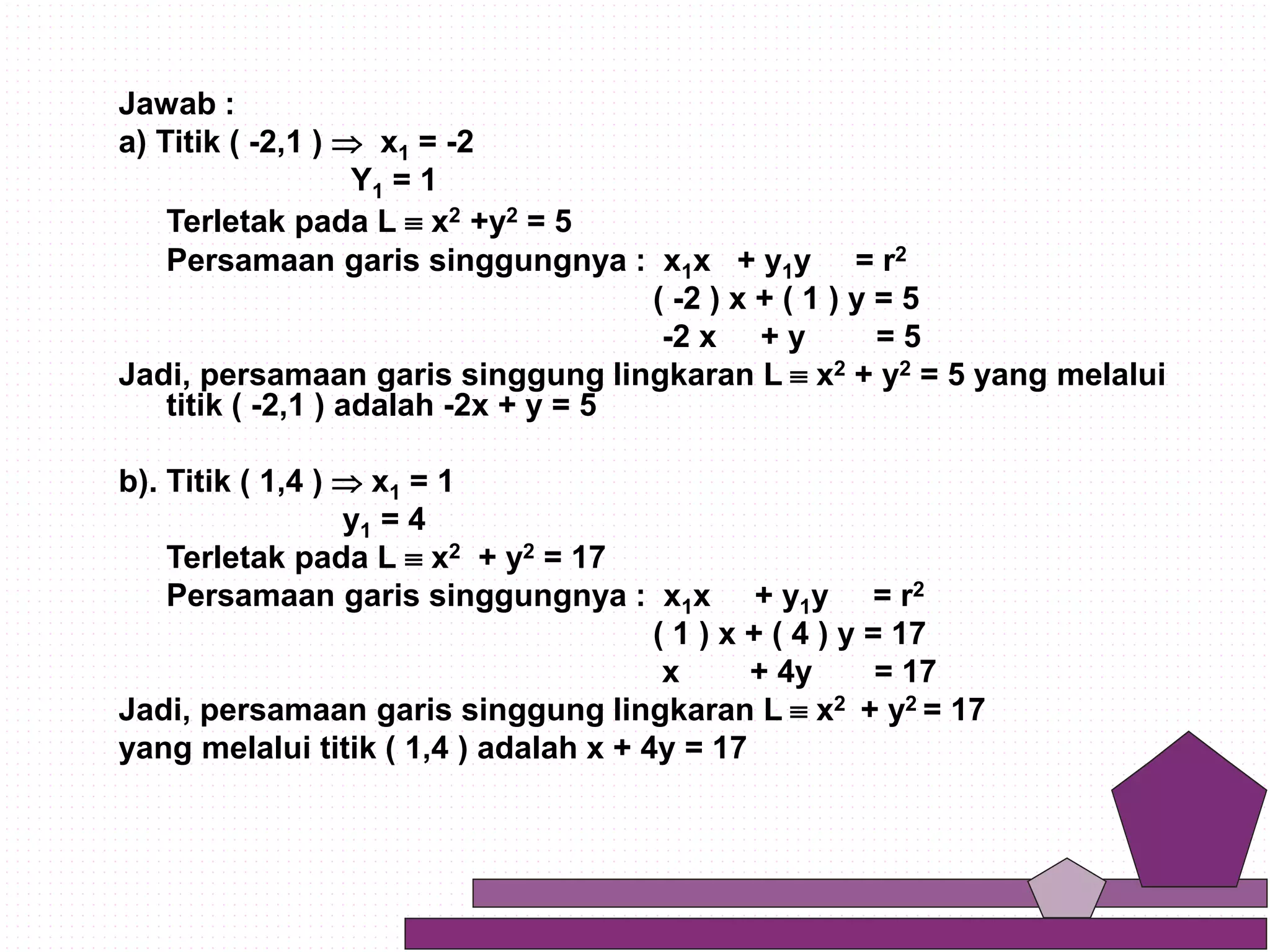 persamaan garis singgung melalui sebuah titik pada lingkaran.ppt