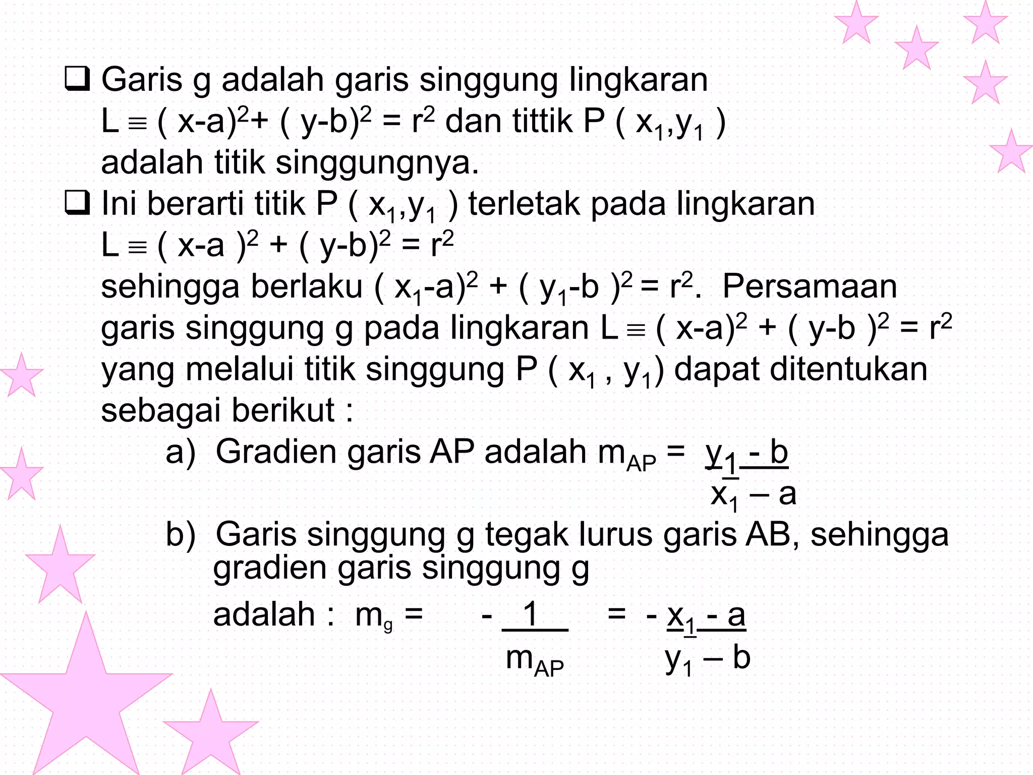 persamaan garis singgung melalui sebuah titik pada lingkaran.ppt
