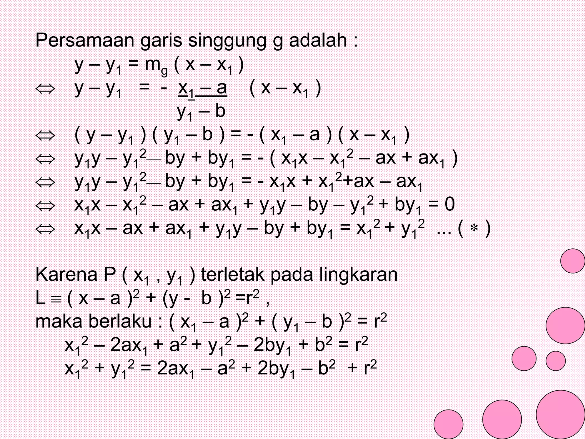persamaan garis singgung melalui sebuah titik pada lingkaran.ppt