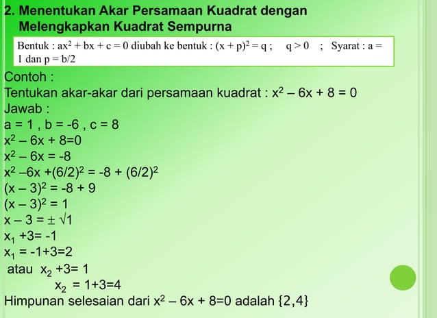 Persamaan kuadrat | PPTX