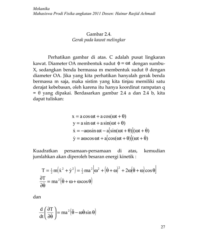 Persamaan lagrange dan hamilton | DOC