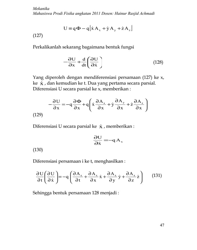 Persamaan lagrange dan hamilton | DOC
