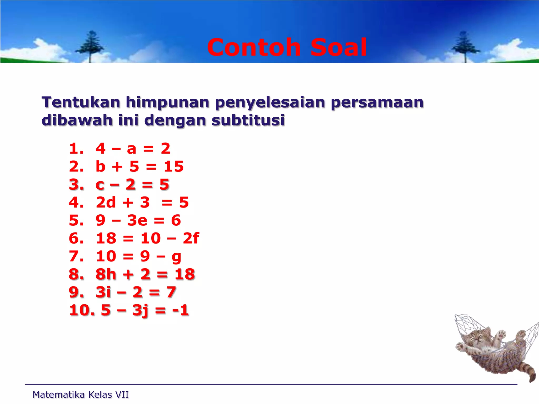 Persamaan linear satu variabel | PPT