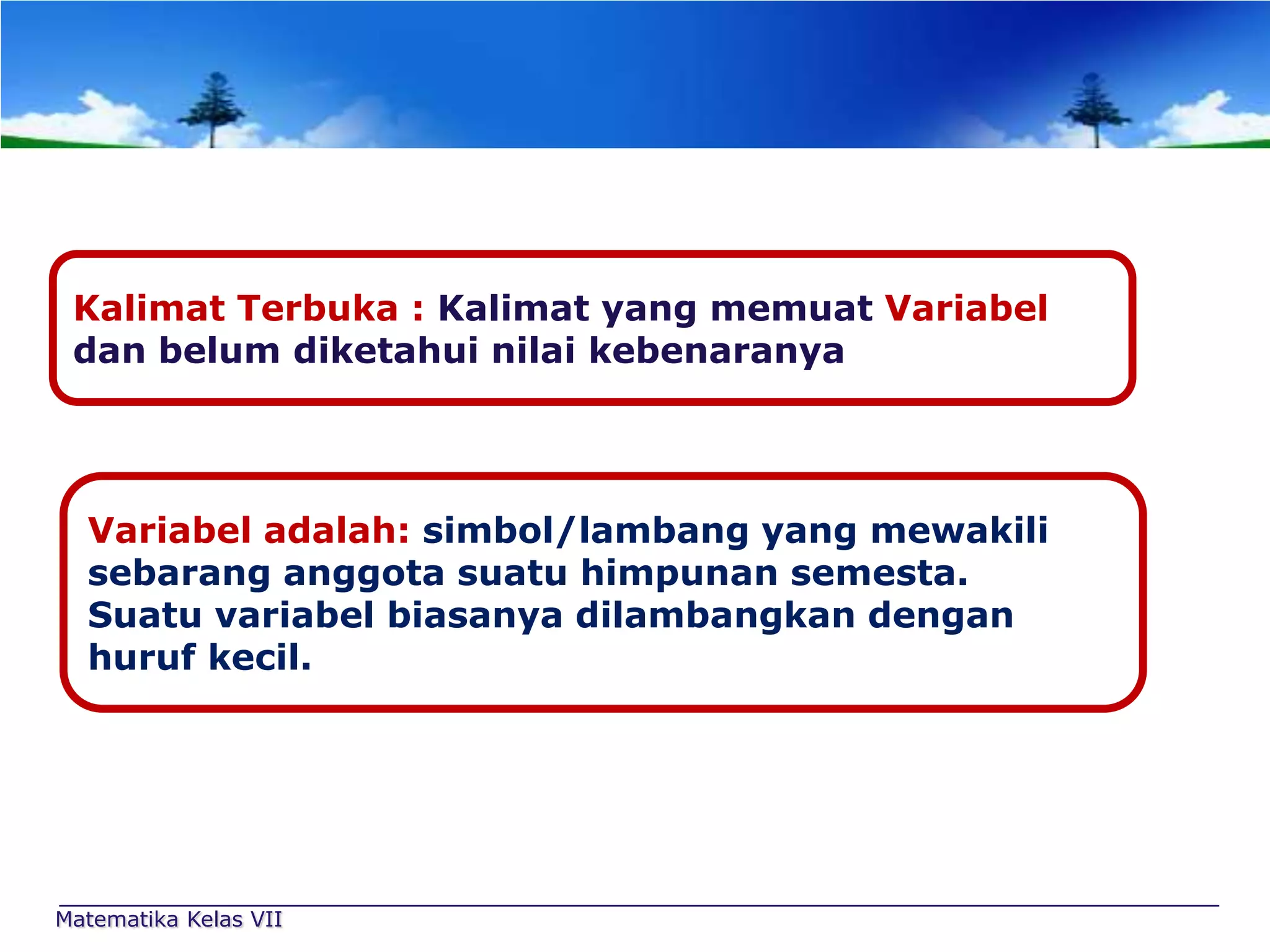 Persamaan linear satu variabel | PPTX