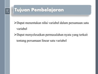 Persamaan linear satu variabel | PPTX