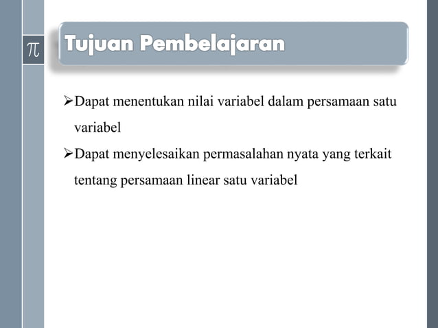 Persamaan linear satu variabel | PPTX