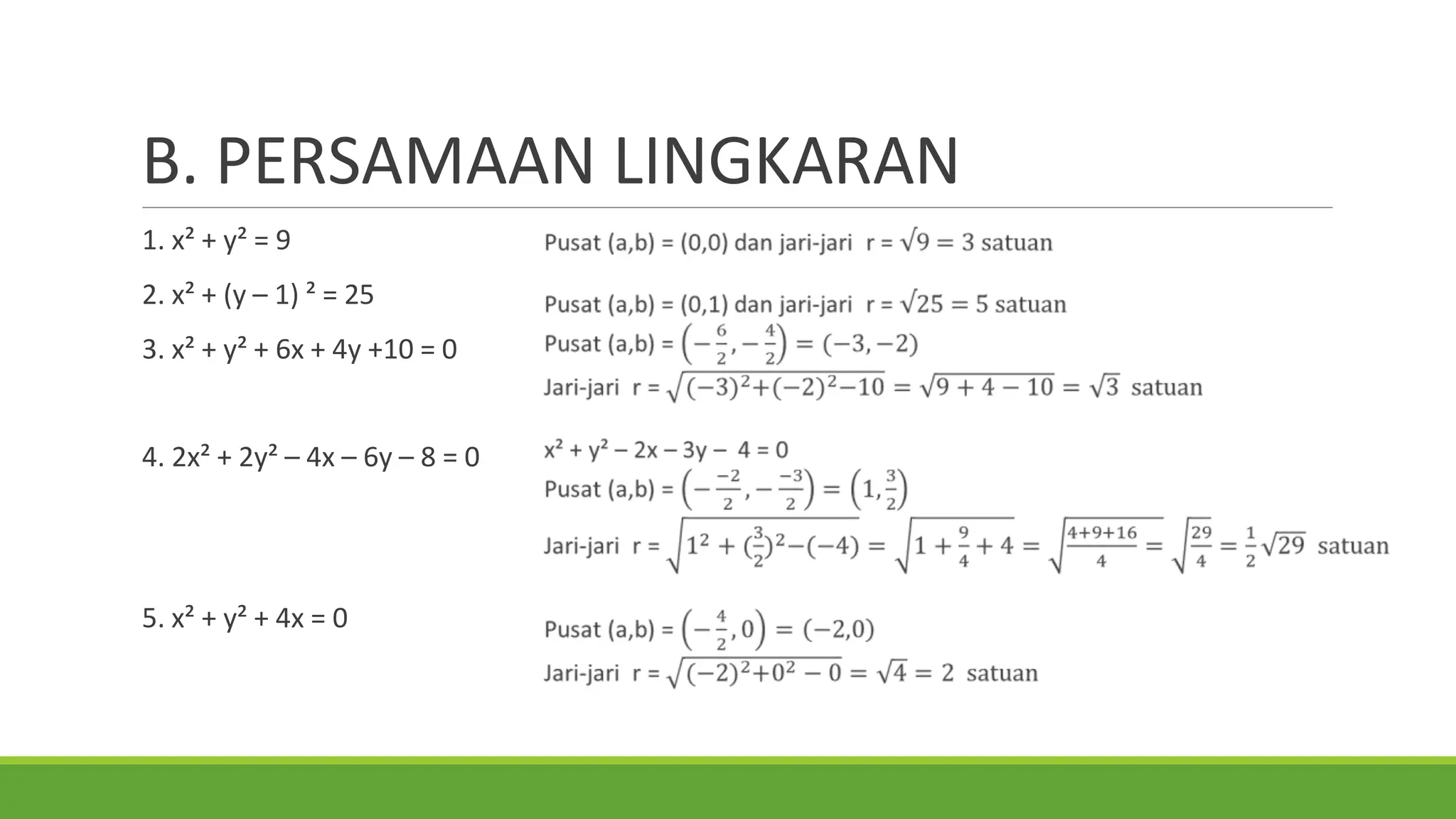 Materi tentang rumus Persamaan Lingkaran | PPT