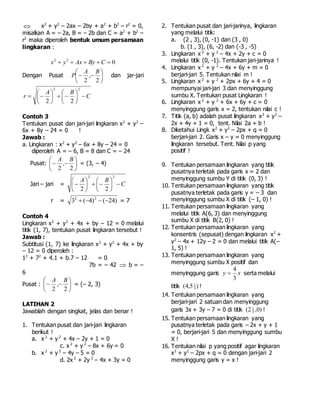 Persamaan lingkaran yang berpusat di o | PDF